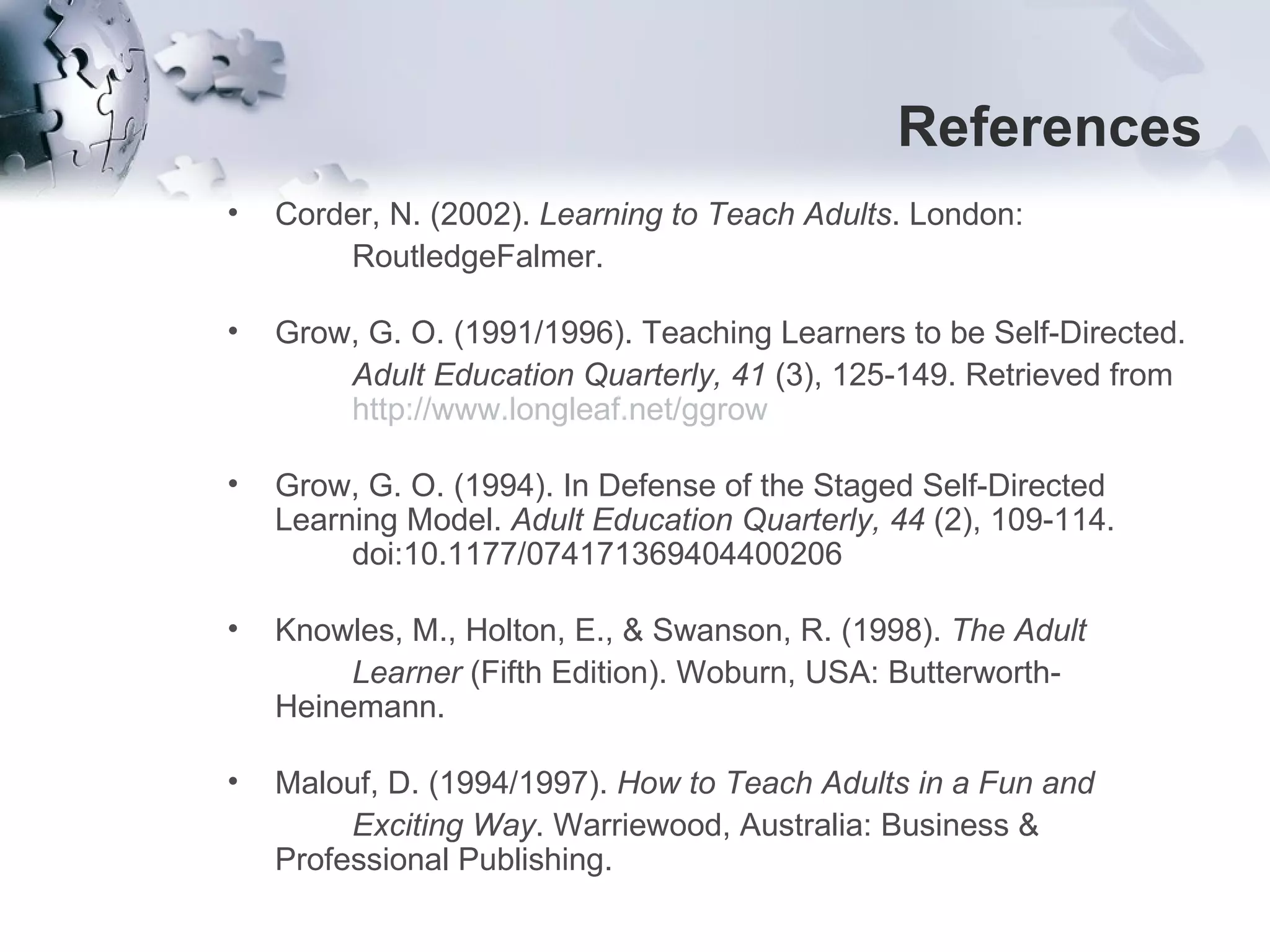 Theories of Teaching and Learning: The Staged Self-Directed Learning ...