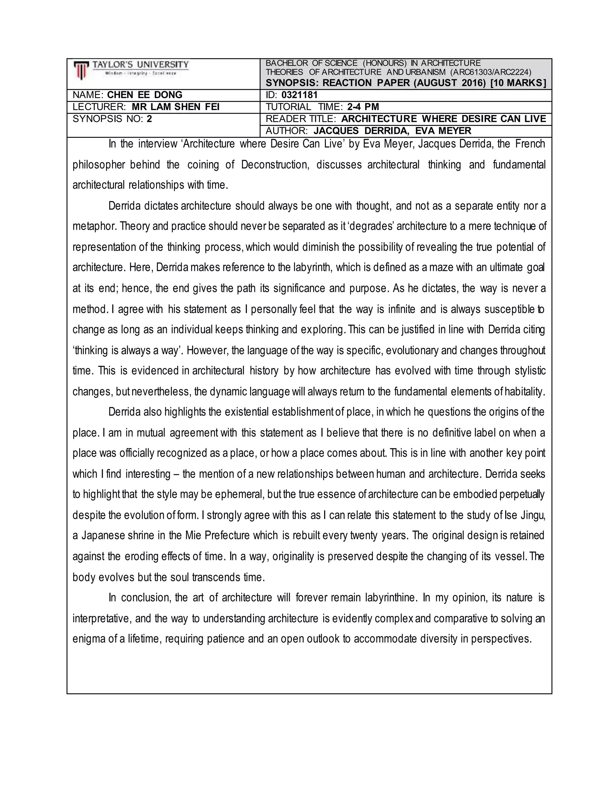 TAU: SYNOPSIS 2 | DOCX