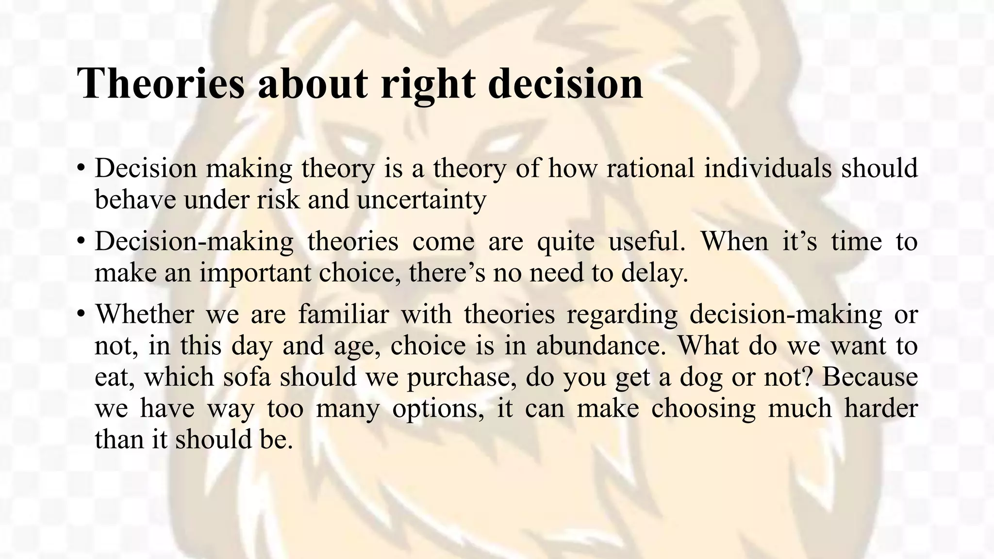 Theories about right decision | PPTX