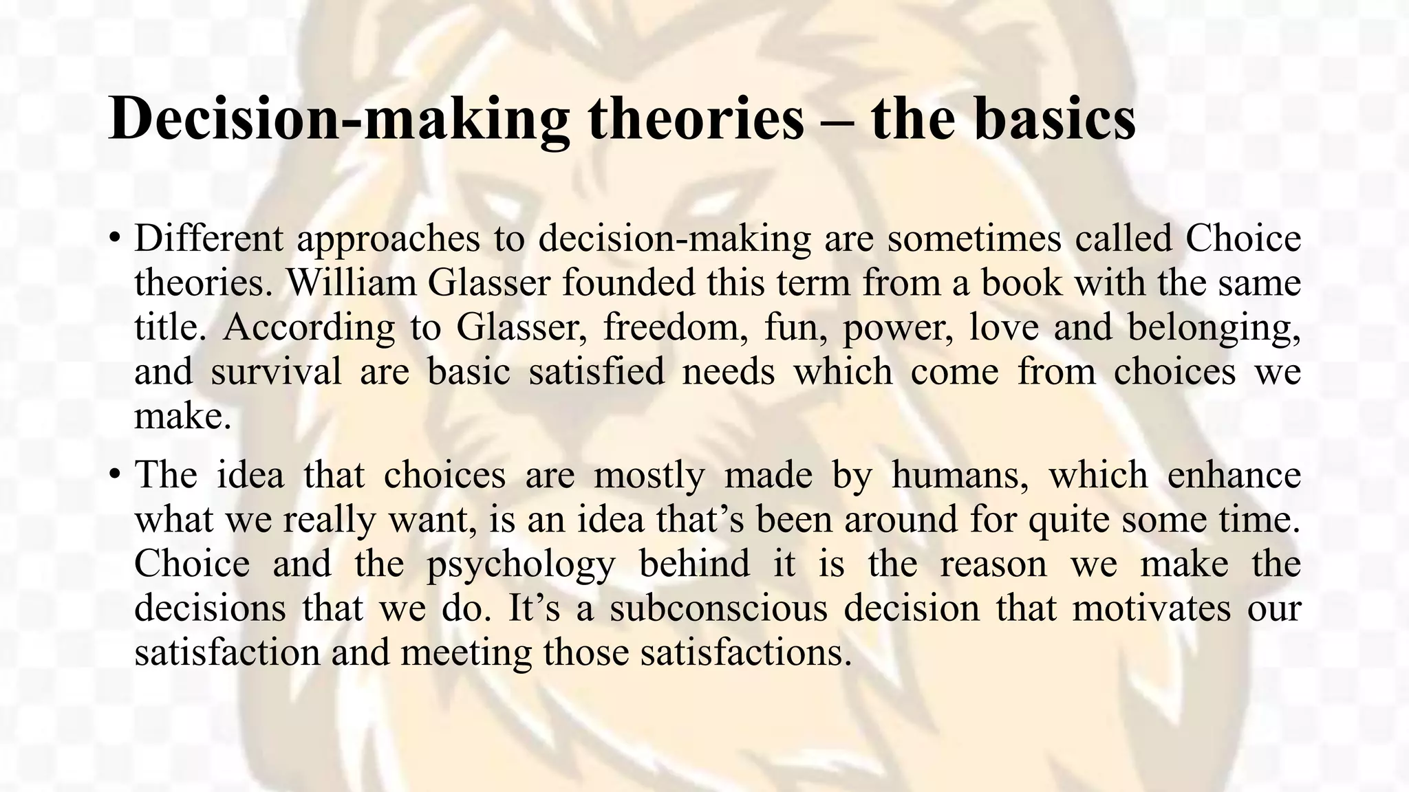 Theories about right decision | PPTX