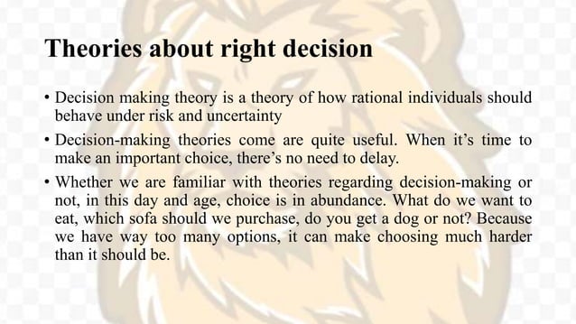 Theories about right decision | PPT