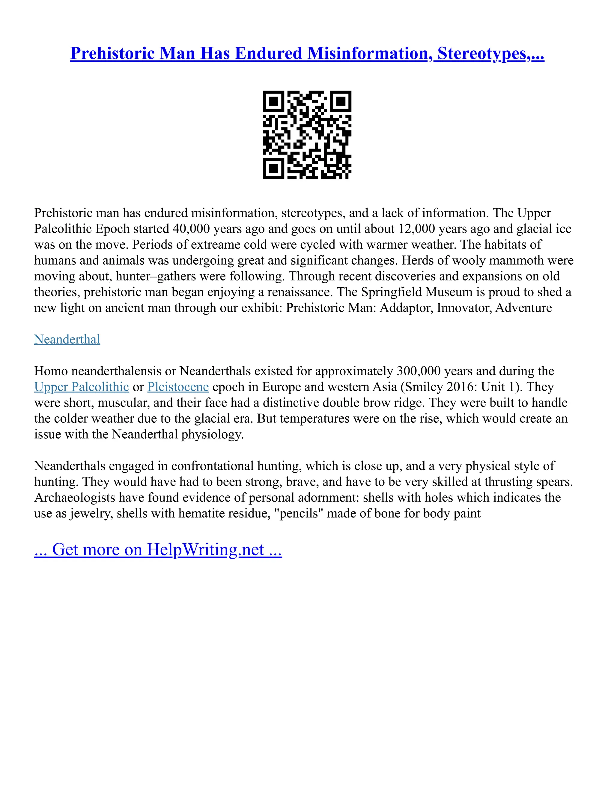 Theories About The Dissapearance Of The Neanderthal Essay | PDF