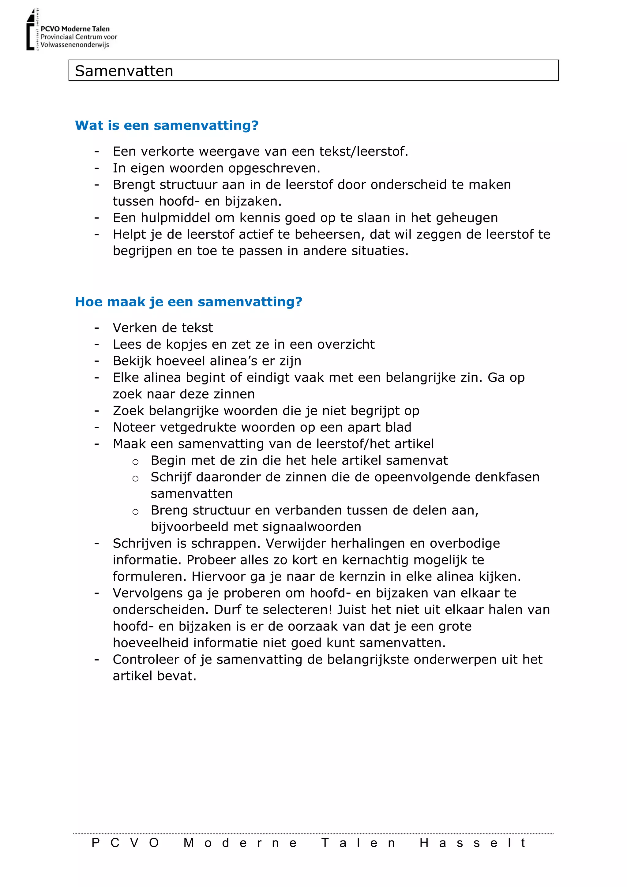 Theorie samenvatten | PDF
