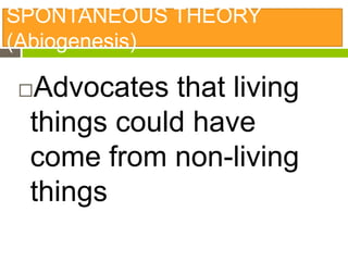 Theories and concepts governing living things | PPTX