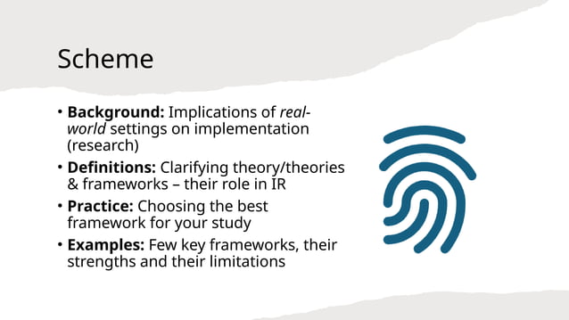 Theories & frameworks in Implementation Research | PPT