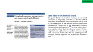 Theories & frameworks in Implementation Research | PPT