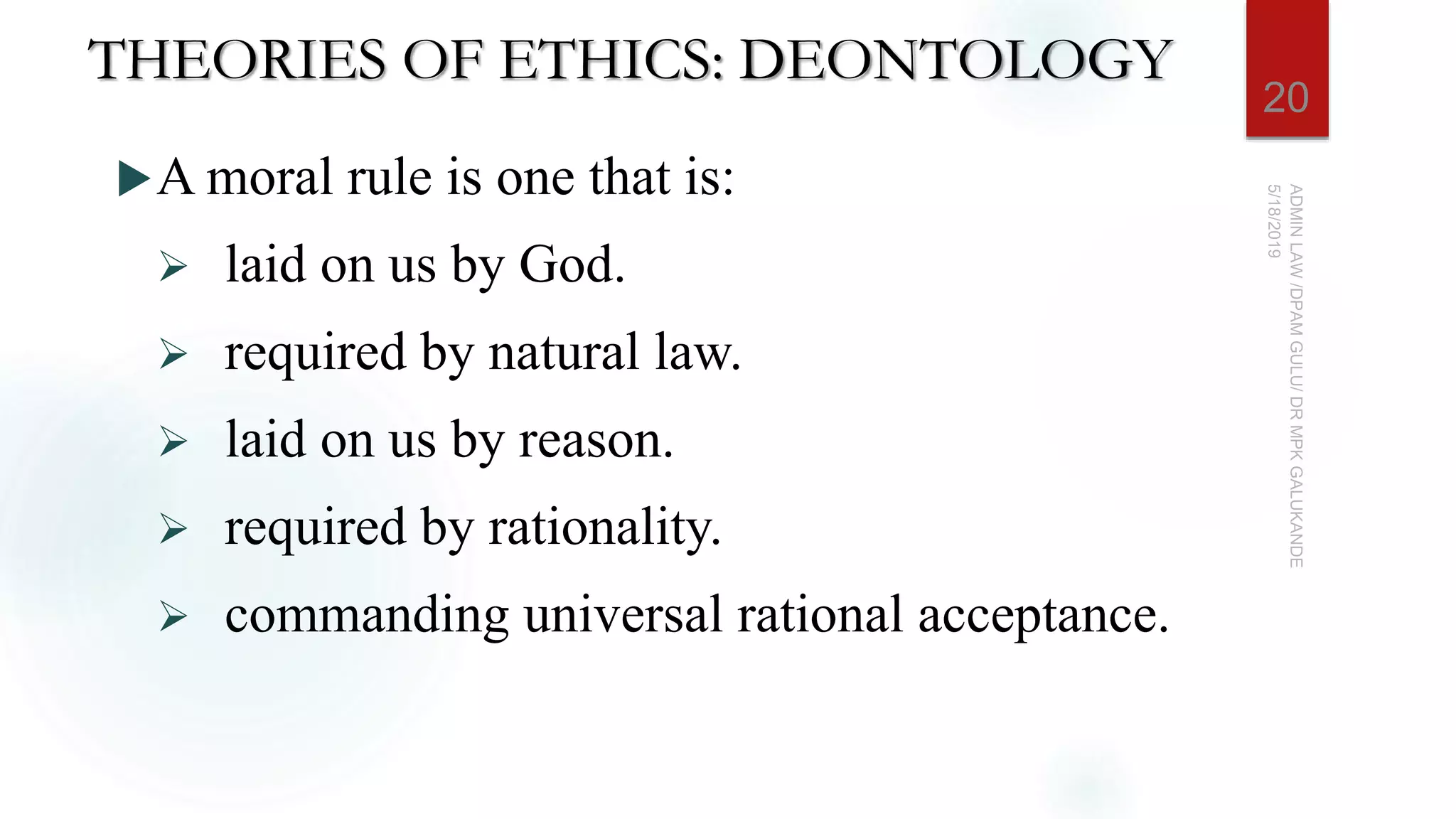 Theories and principles of ethics and public governance copy | PPTX