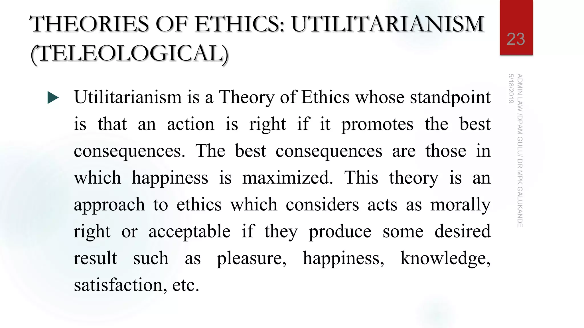 Theories and principles of ethics and public governance copy | PPTX