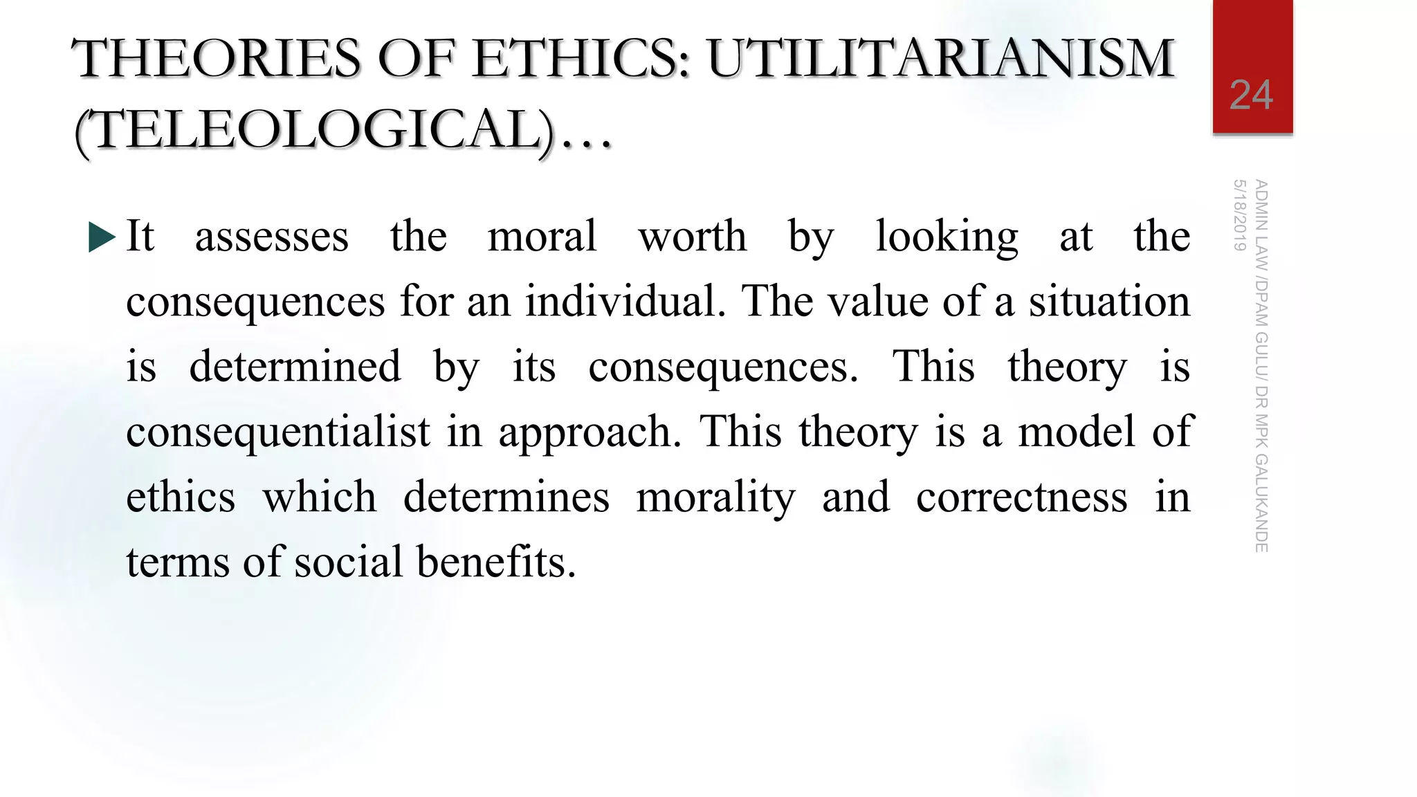 Theories and principles of ethics and public governance copy | PPTX