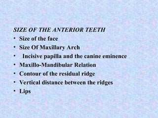 Theories behind the selection of teeth in complete denture.ppt
