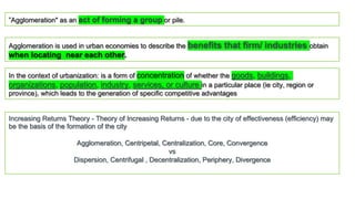 Urbanisation theories & concepts : Agglomeration & Quality of life | PDF