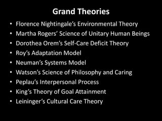 Theories, frameworks, and concepts in nursing | PPTX