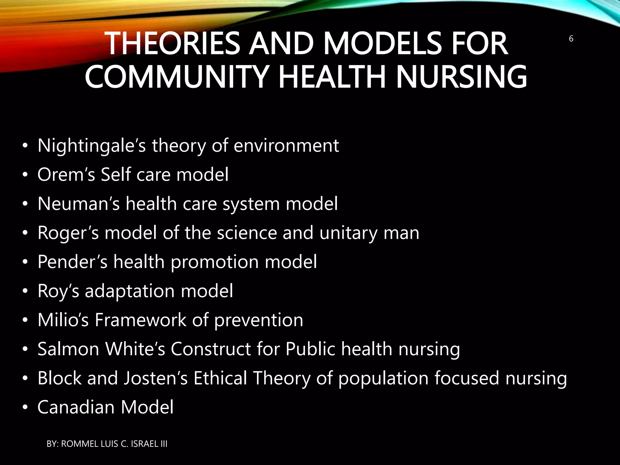 THEORIES IN COMMUNITY HEALTH NURSING PRACTICE | PPT