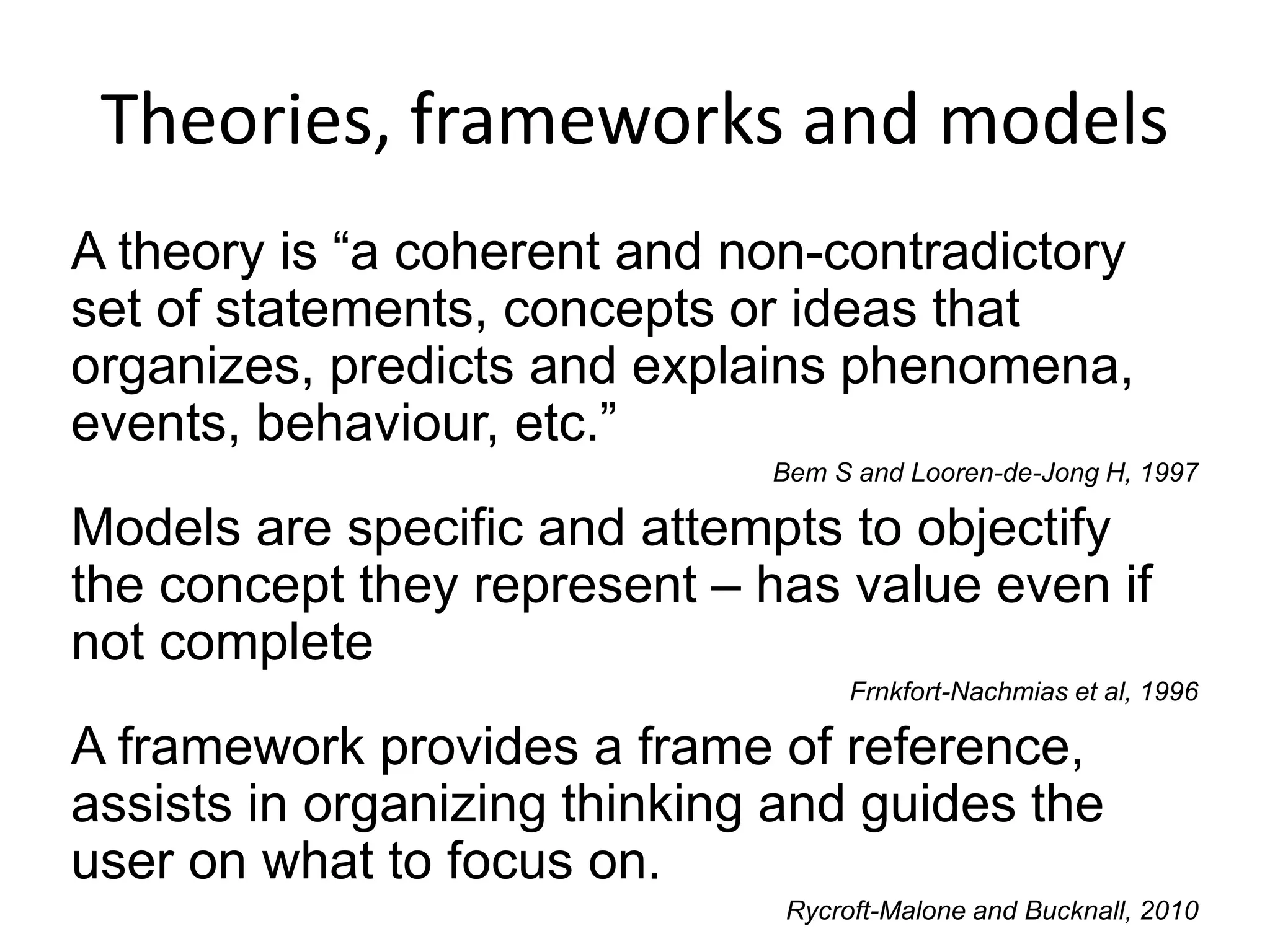 Theories, models and frameworks 2017 | PPTX