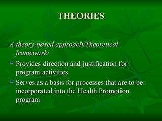 Theories, Models and Concept Health promotion | PPT