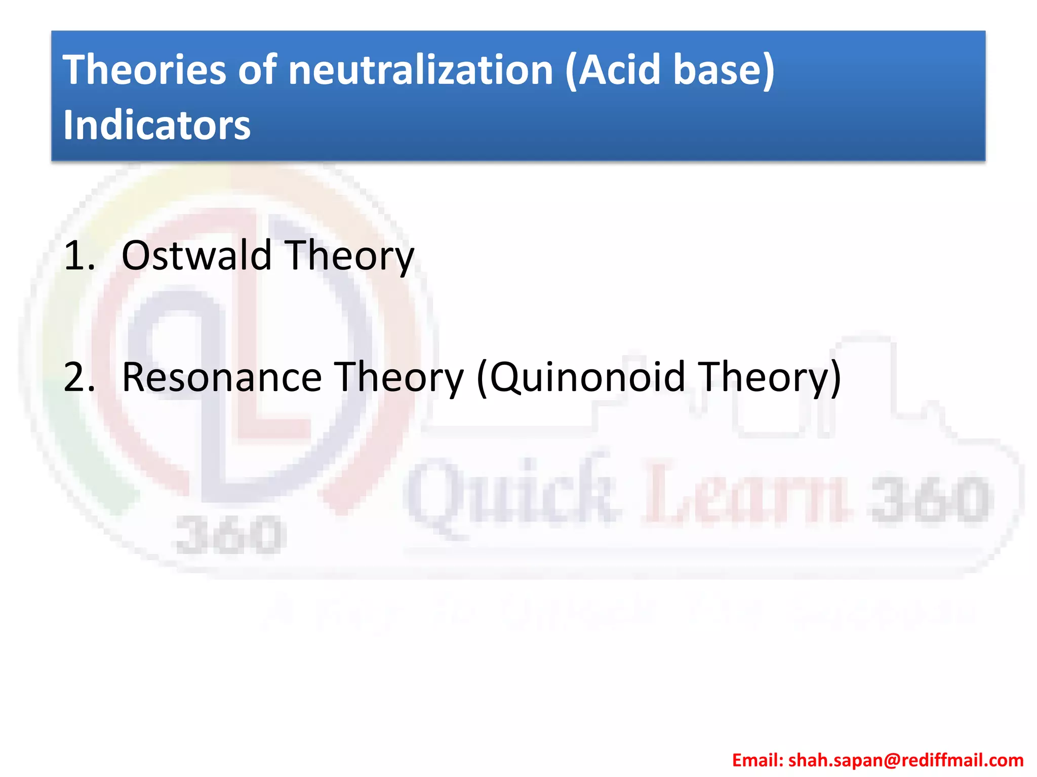 Theories of acid base indicators | PDF