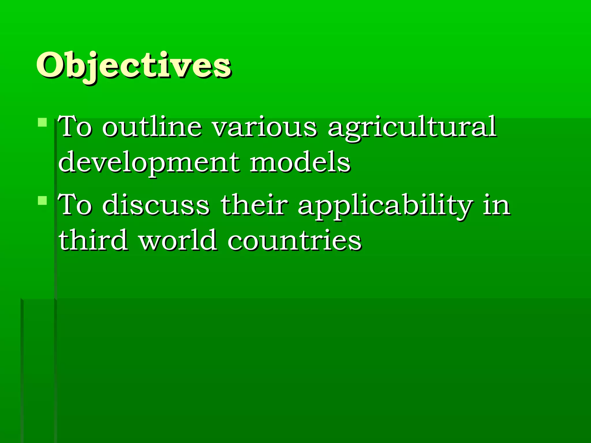 Theories of agricultural development | PPT