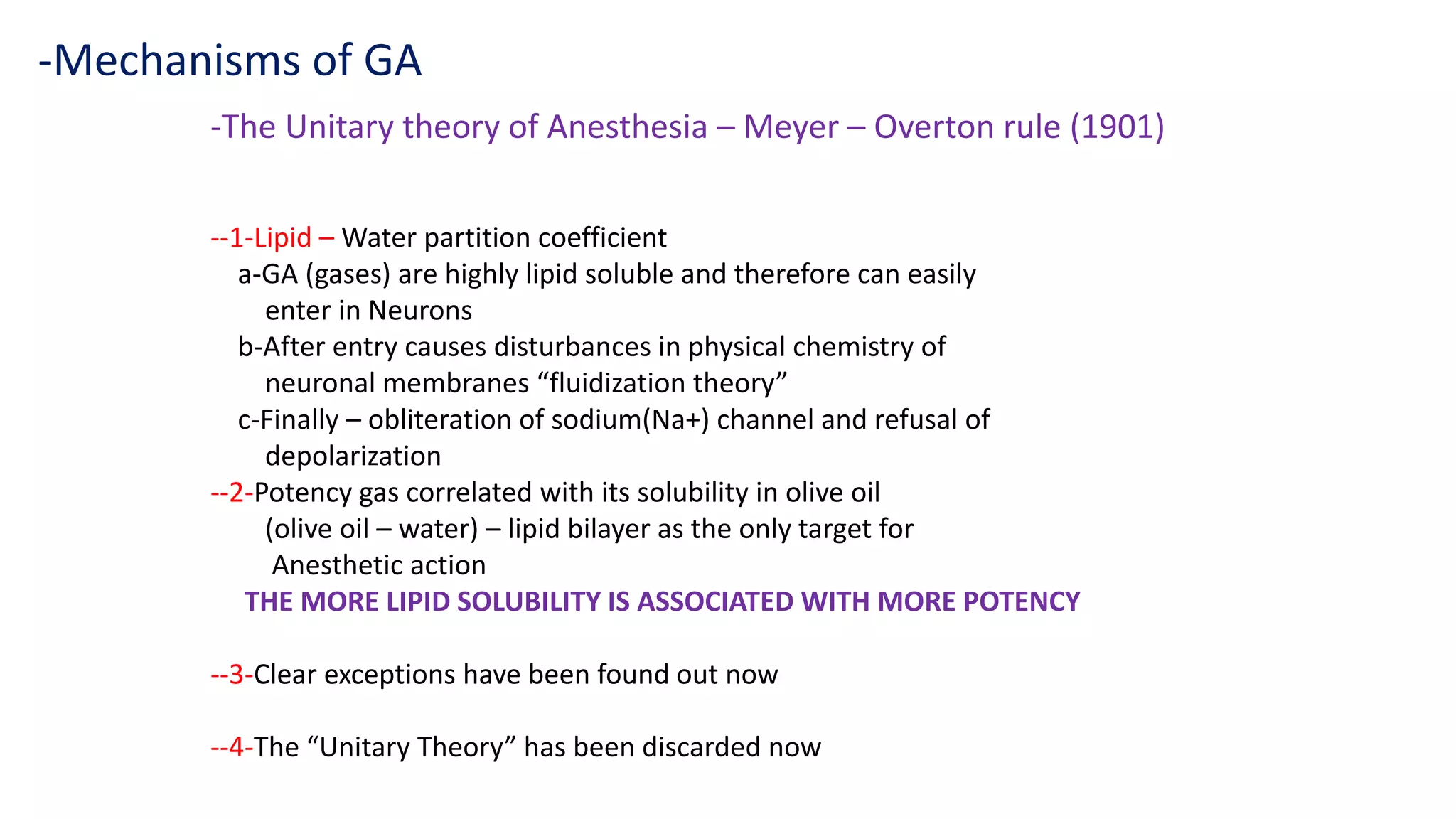 Theories of anesthesia | PPTX