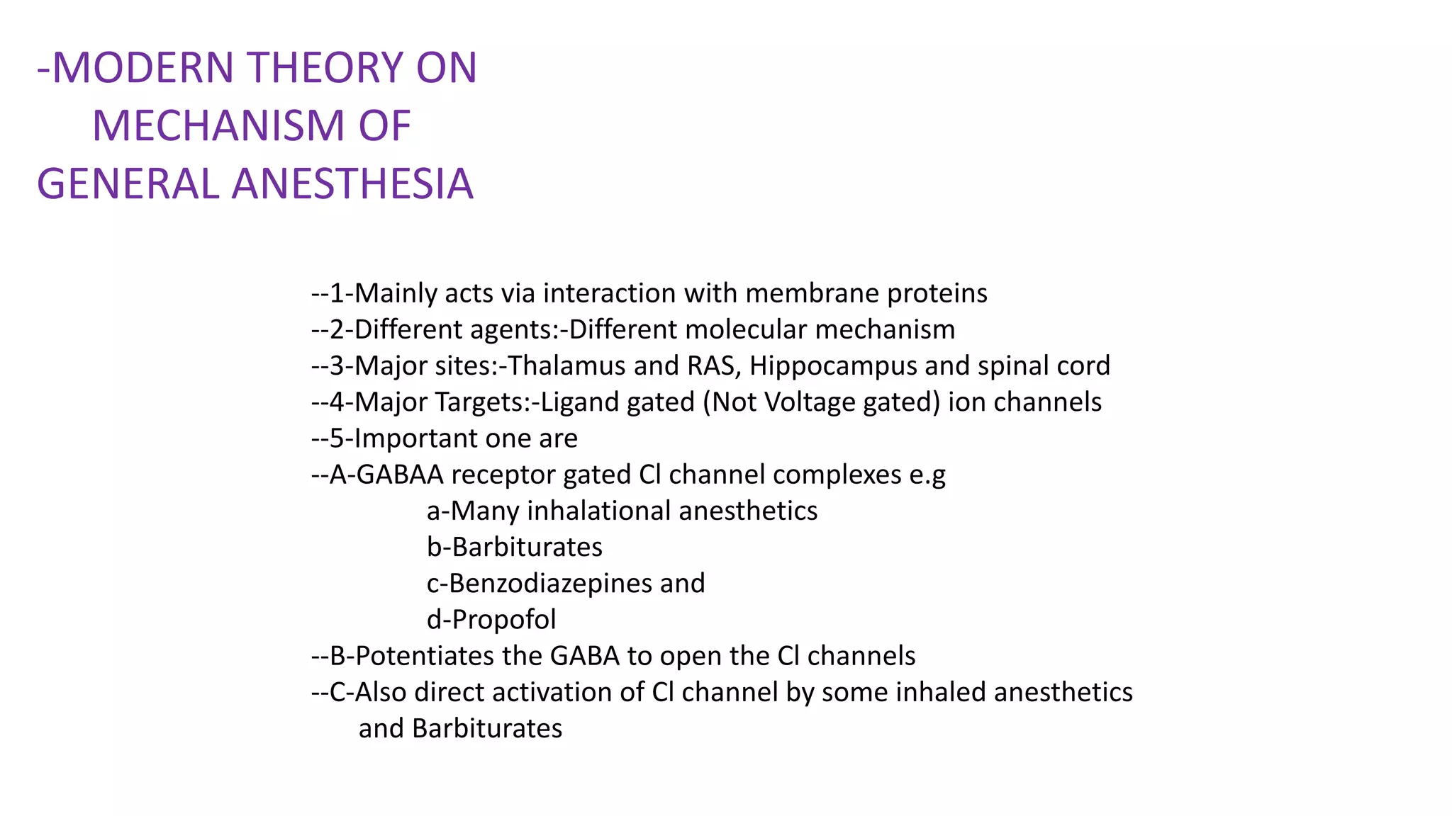Theories of anesthesia | PPTX