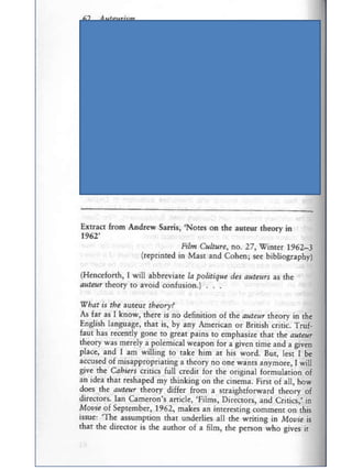 Theories of authorship part 2 andrew sarris | PDF