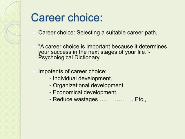Career Choice Theories Ppt