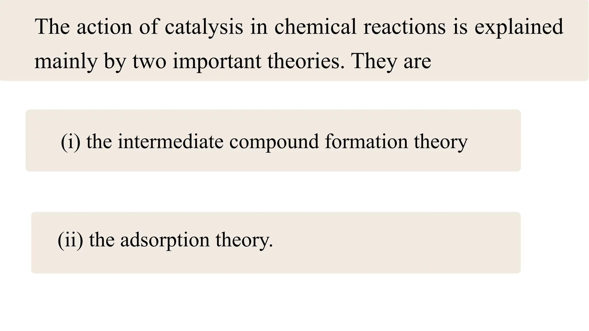 Theories of Catalysis. Theory of intermediate compound foramtion and ...