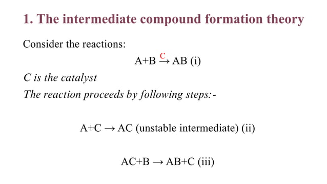 Theories of Catalysis. Theory of intermediate compound foramtion and ...
