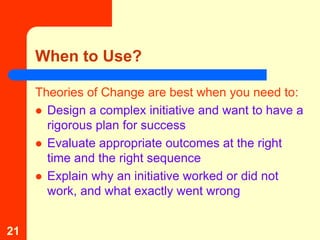 Theories of change and logic models | PPT