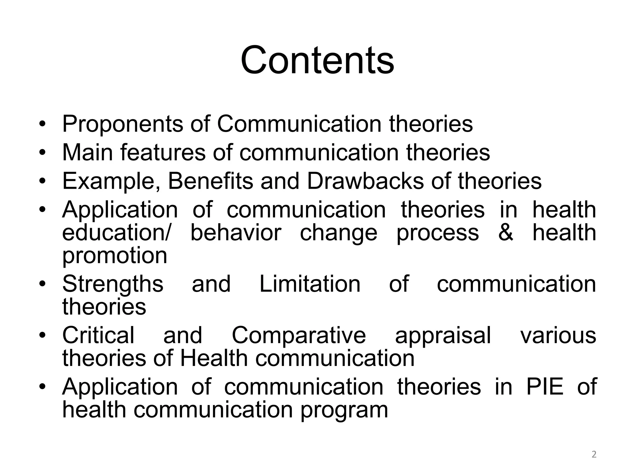 Theories of communication and their Applications | PPTX