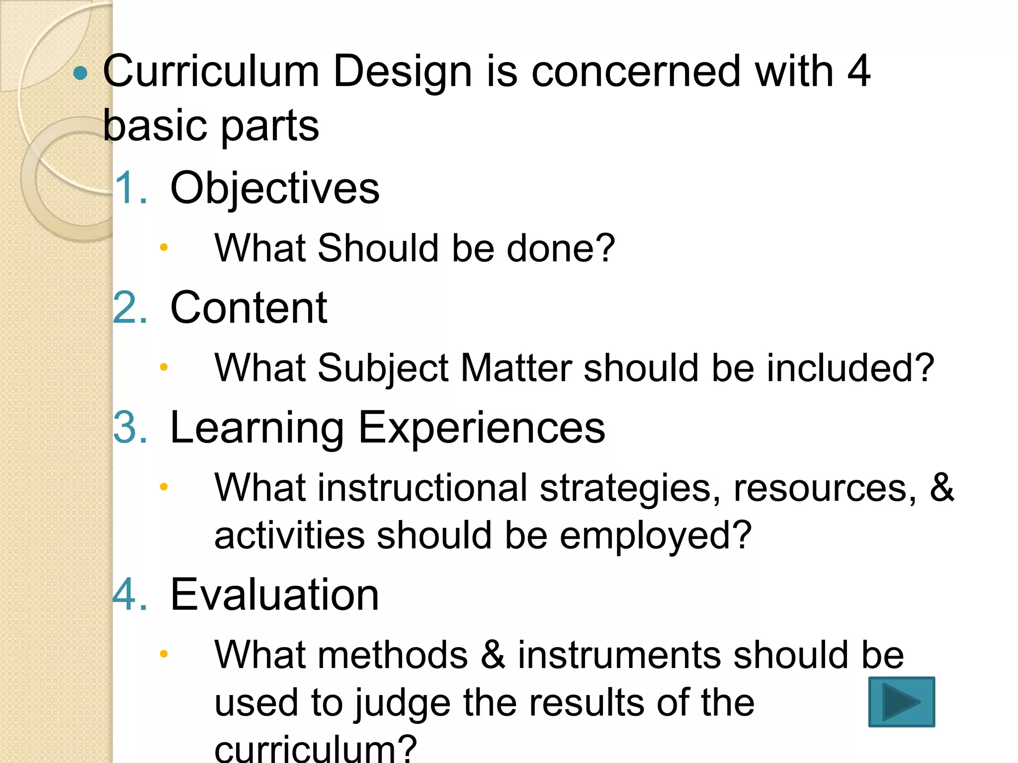 Theories of curriculum design | PPTX