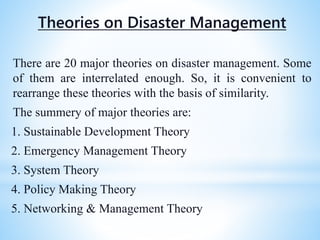 Theories of disaster management by hasanul university of dhaka | PPTX