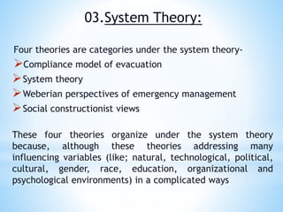 Theories of disaster management by hasanul university of dhaka | PPTX