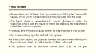 Theories of dispersion, pharmaceutical dispersion (Emulsion and ...