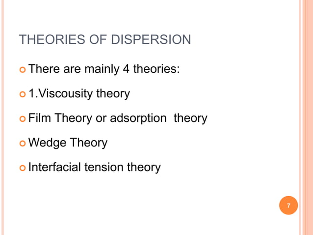 Theories of dispersion | PPTX | Chemistry | Science