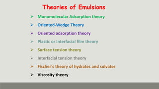 Theories of emulsions | PPTX