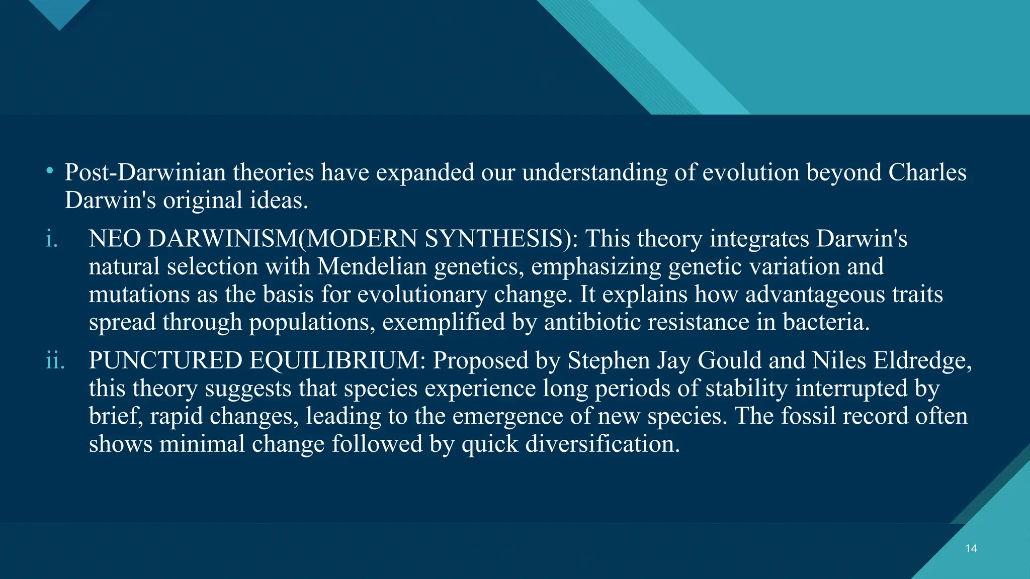 Darwinian, Pre Darwinian and Post Darwinian Theories of evolution | PPTX