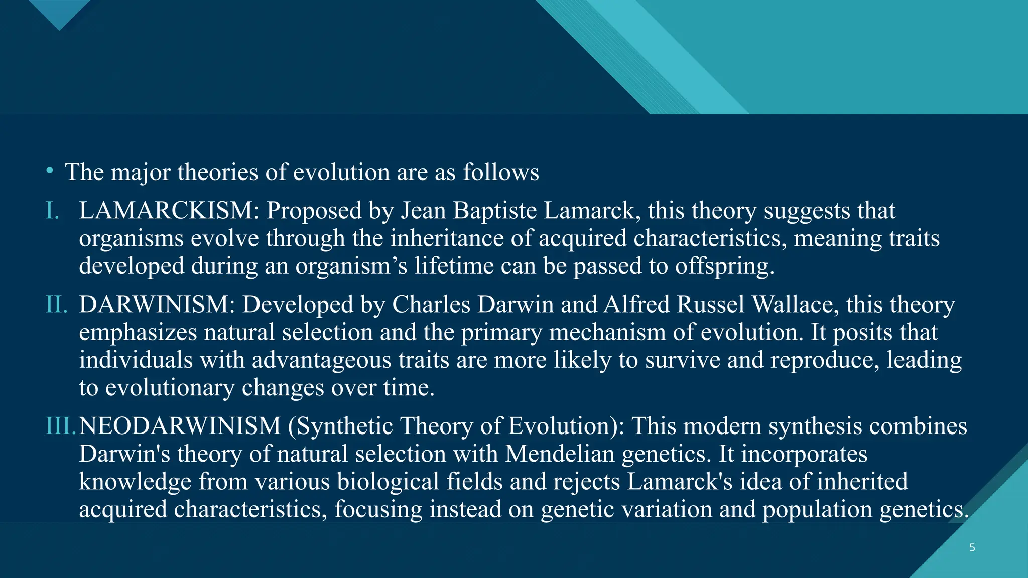 Darwinian, Pre Darwinian and Post Darwinian Theories of evolution | PPTX