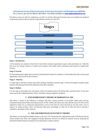 Theories of Foreign Direct Investment- A Comparative Analysis | PDF