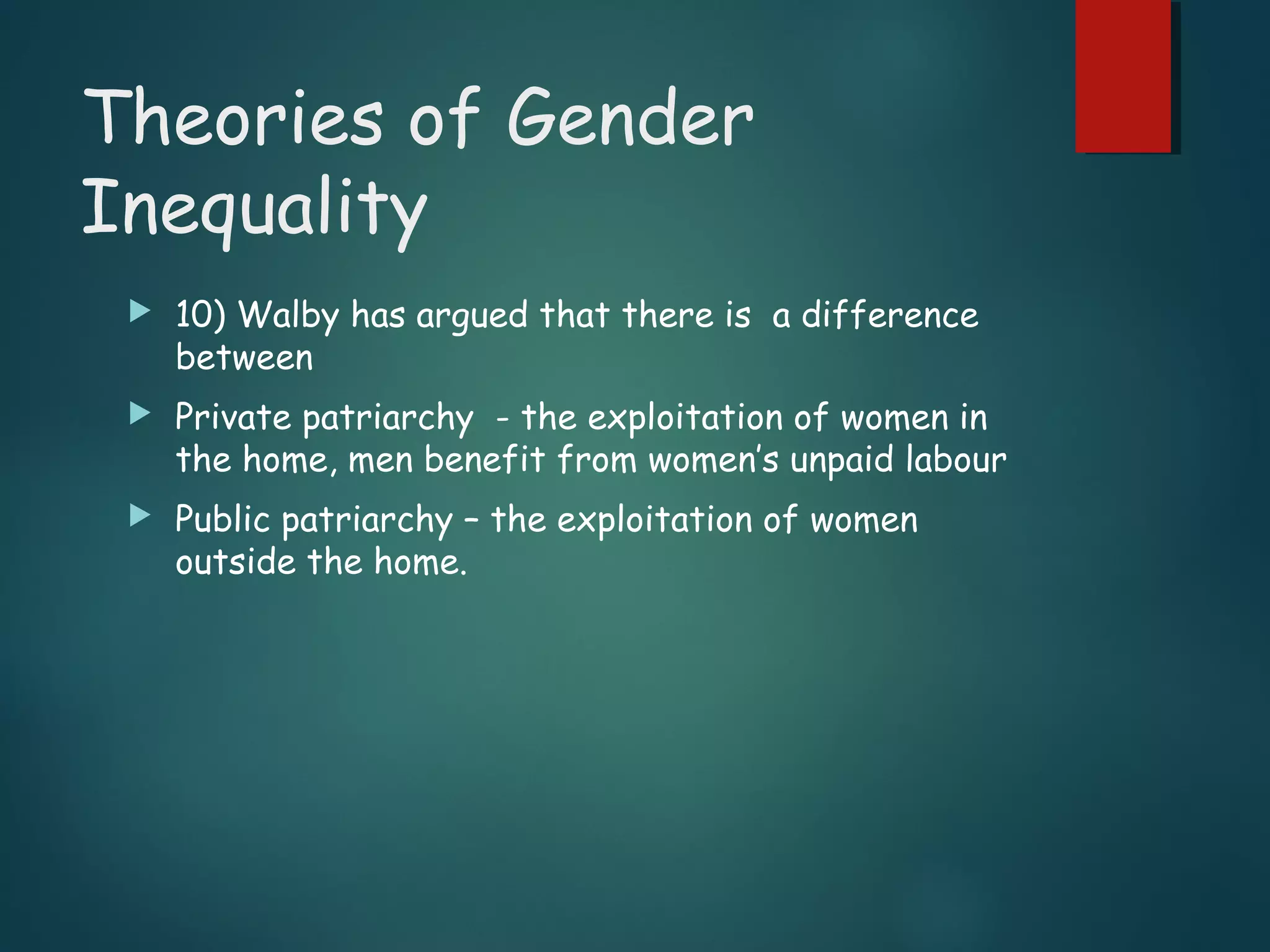 Theories of gender inequalities | PPT