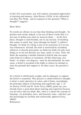 Theories Of Human Learning And Cognition Overview Write 5–6 page.docx