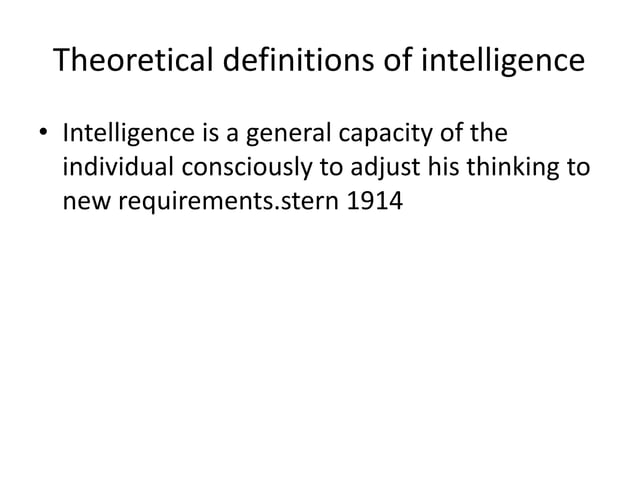 Theories of intelligence | PPT