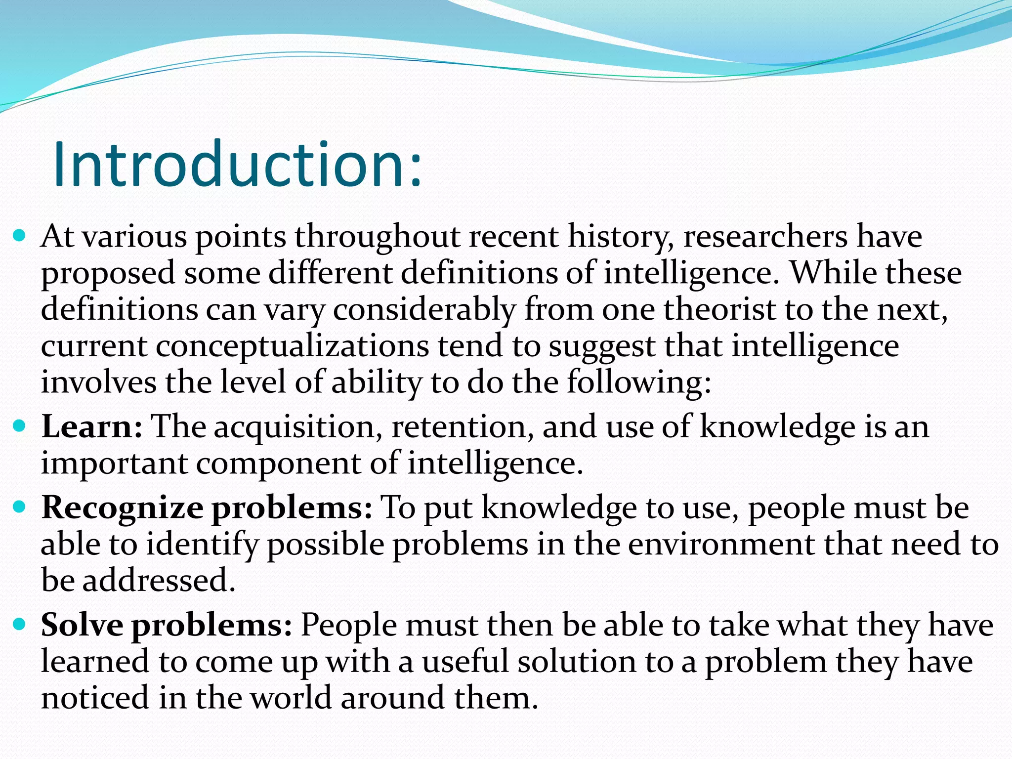 Major theories of intelligence | PPTX