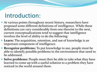 Major theories of intelligence | PPTX | Education