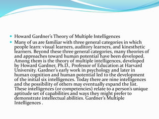 Major theories of intelligence | PPTX | Education