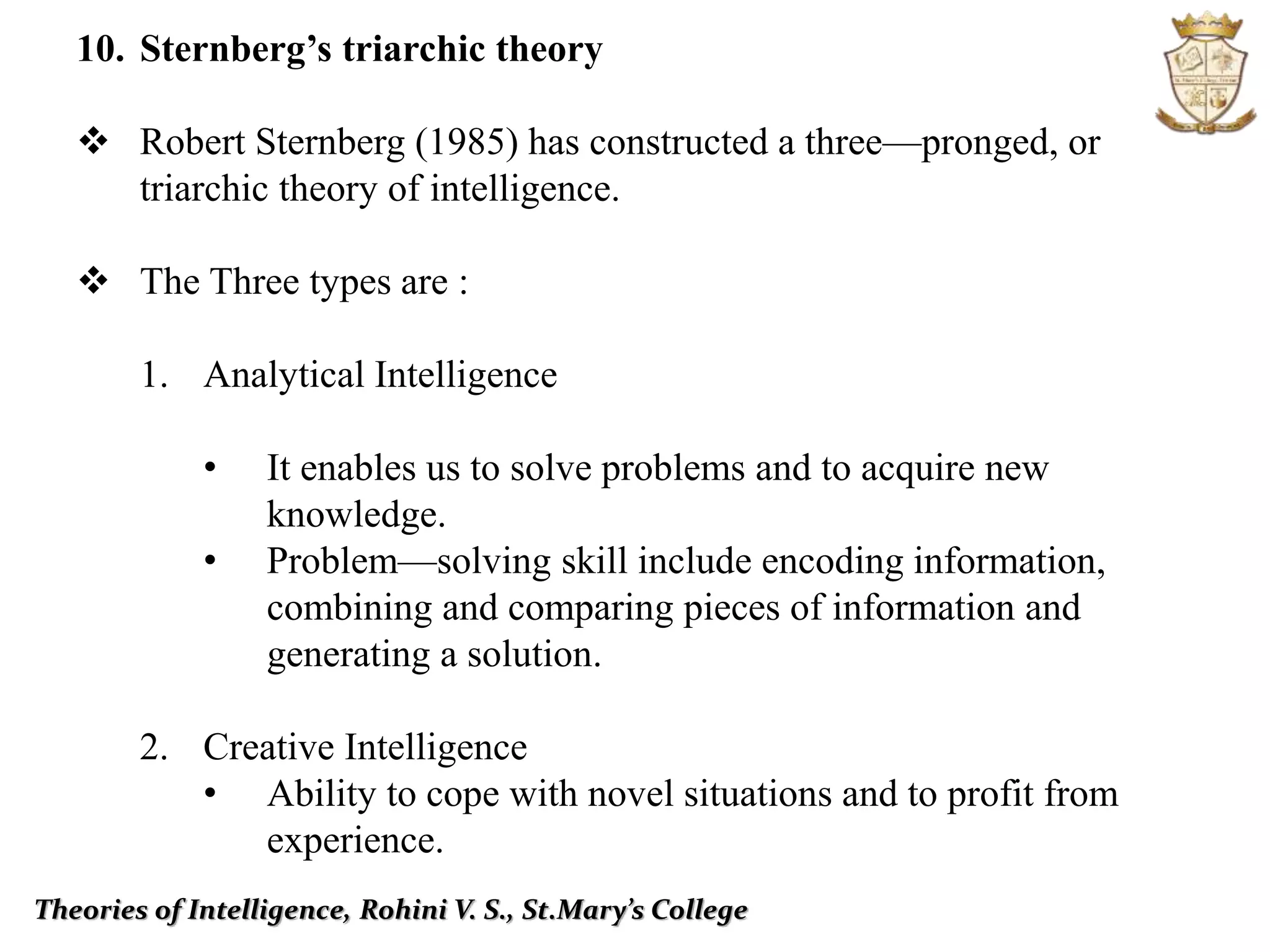 Psychology:Theories of Intelligence | PPTX