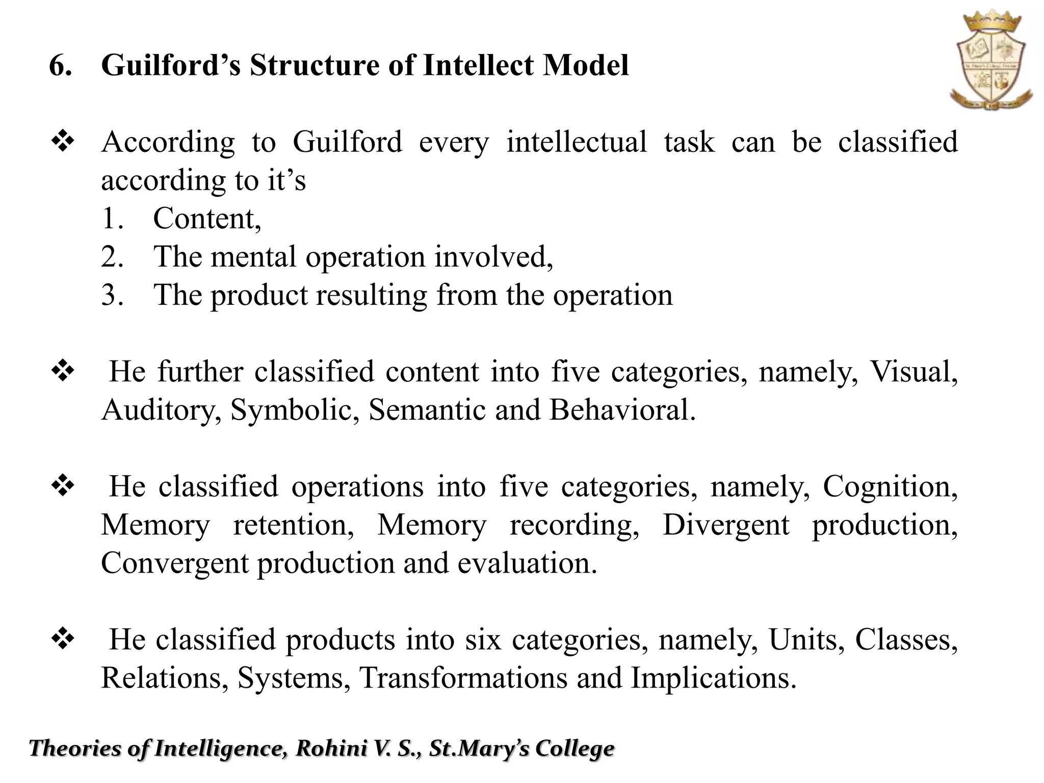 Psychology:Theories of Intelligence | PPTX