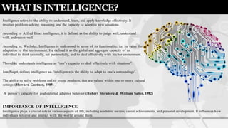 THEORIES AND TYPES OF INTELLIGENCE IN PSYCHOLOGY | PPTX