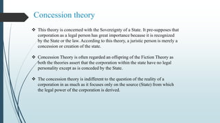 Theories of Juristic Personality power point presentation under ...