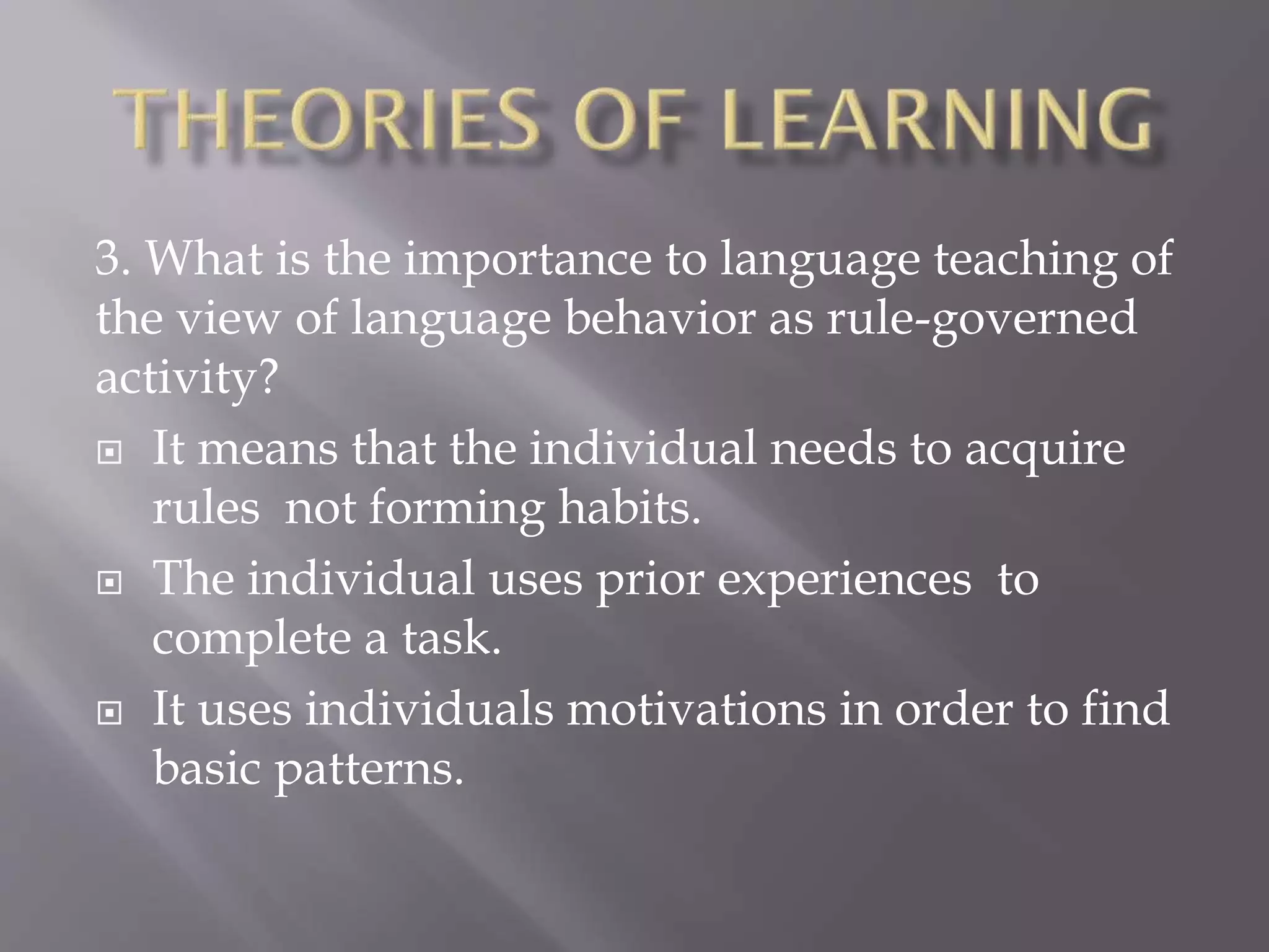 ESP Theories of learning last questionnaire | PPTX | Education