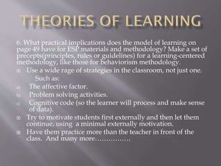ESP Theories of learning last questionnaire | PPTX